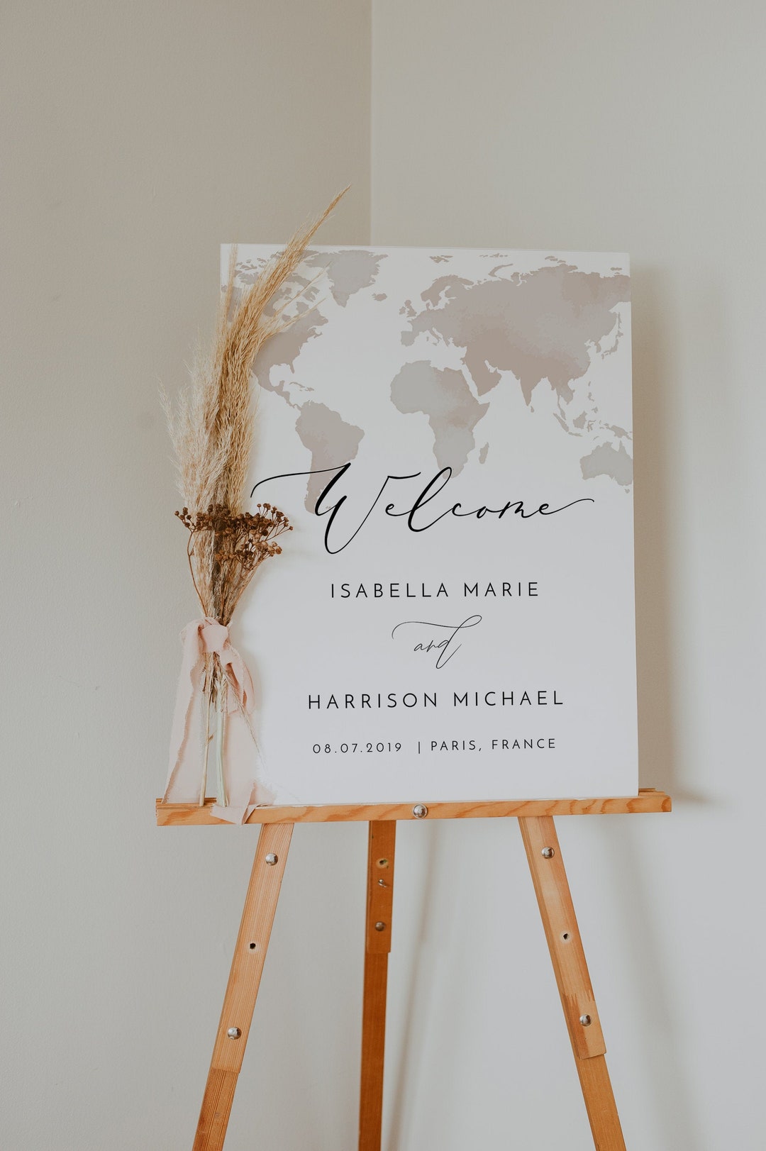 Watercolor Map Wedding Welcome Sign Template Destination - Etsy