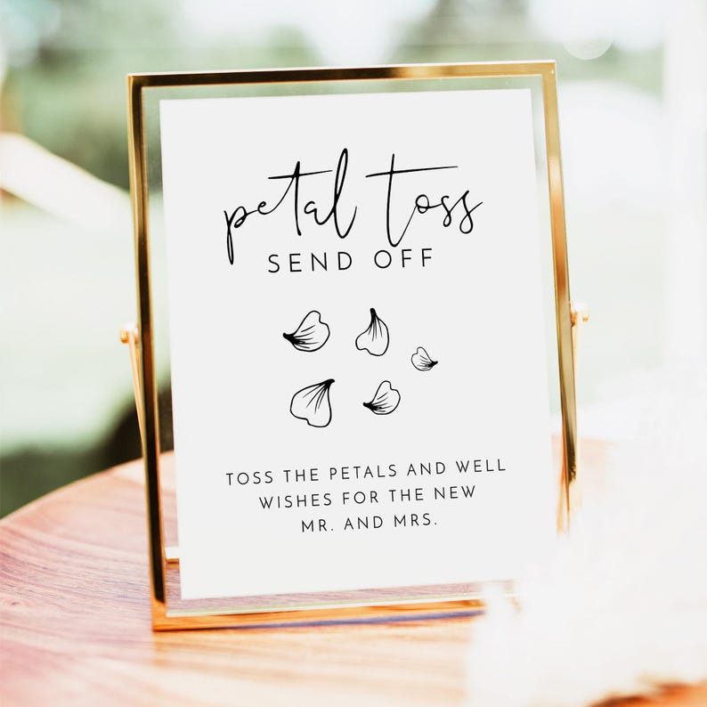 ADELLA Minimalist Petal Toss Send off Sign Printable, Modern Newlywed ...