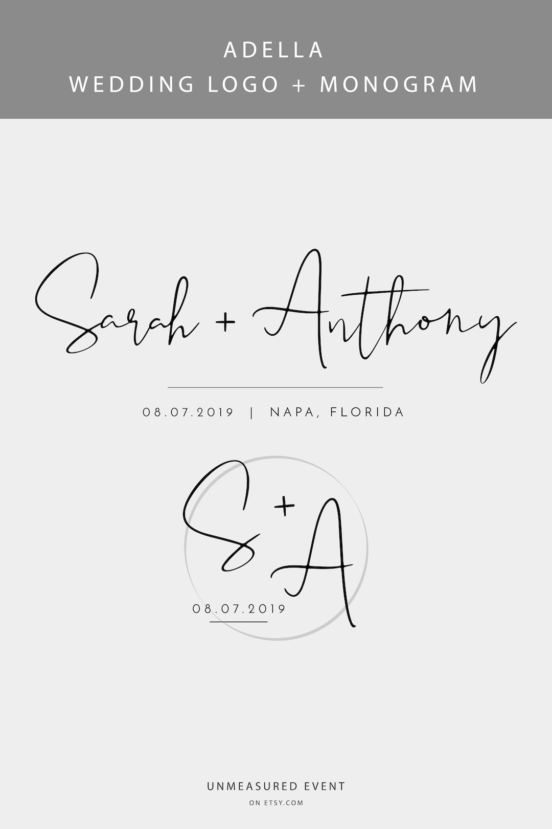 ADELLA Minimalist Wedding Logo Template, Modern Wedding Logo Monogram ...