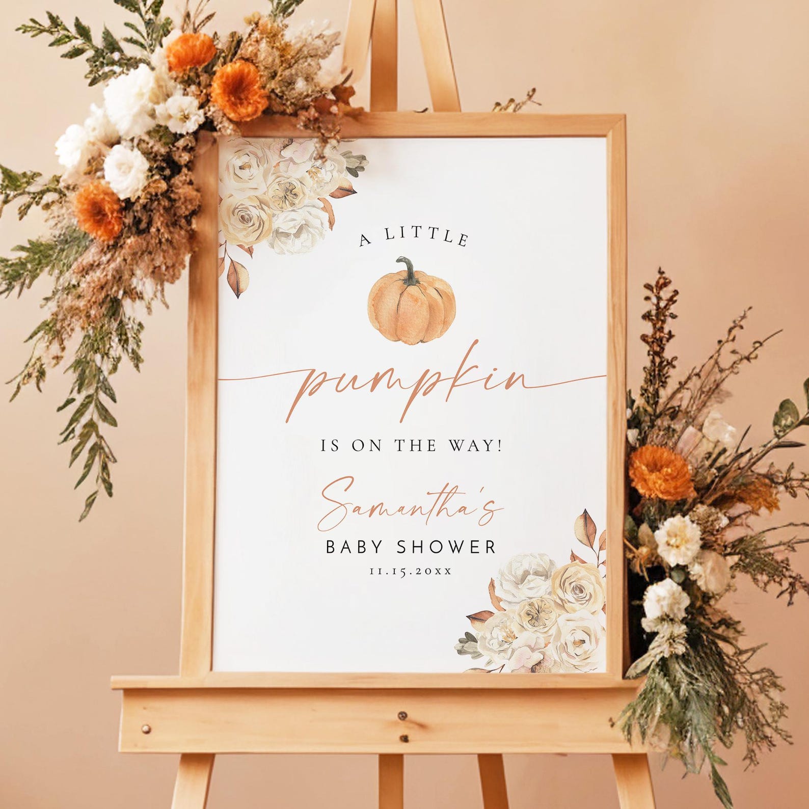 WILLA Little Pumpkin Baby Shower Welcome Sign Template, Fall Baby ...