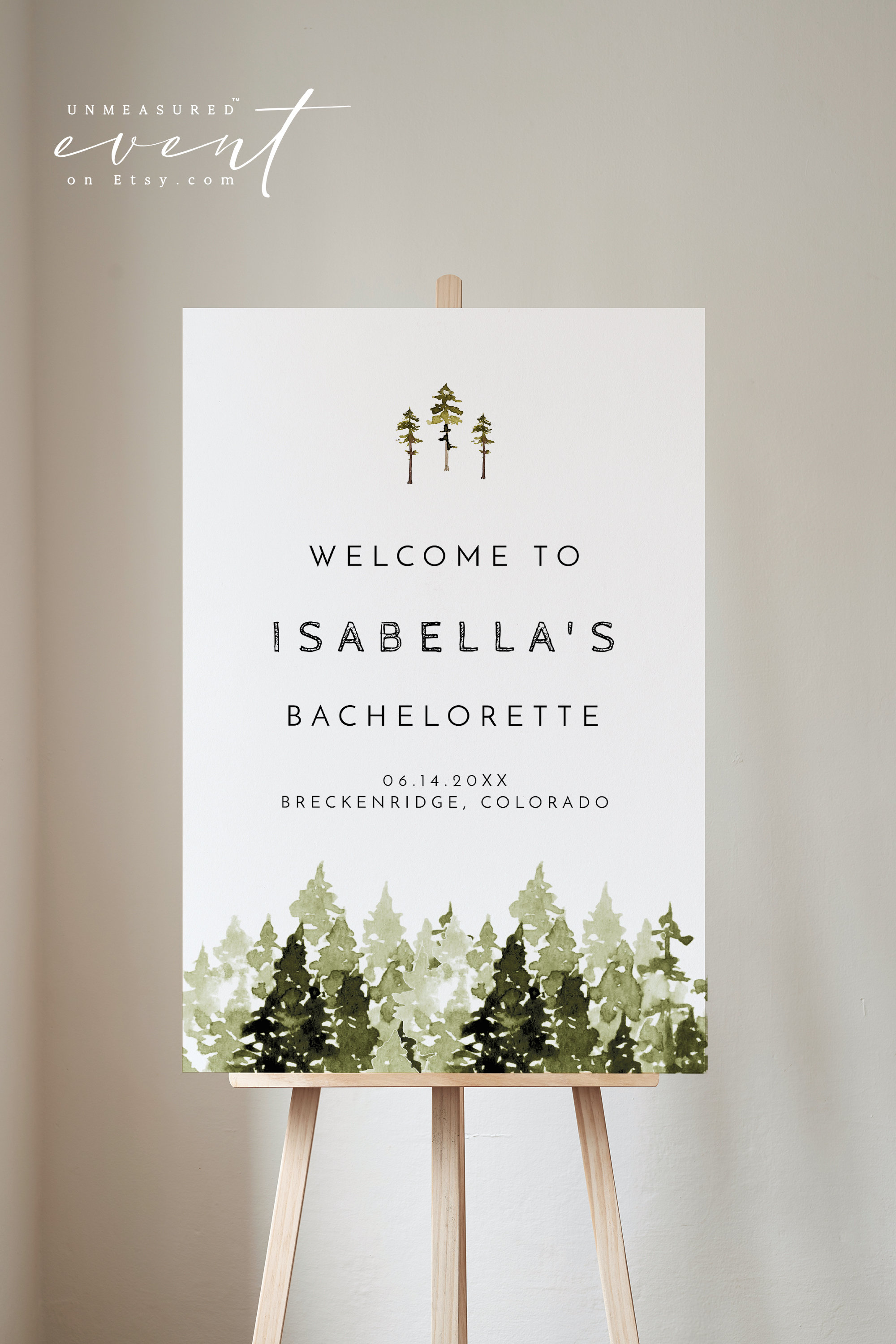 JENNA Pine Bachelorette Welcome Sign Template, Mountain Bachelorette ...