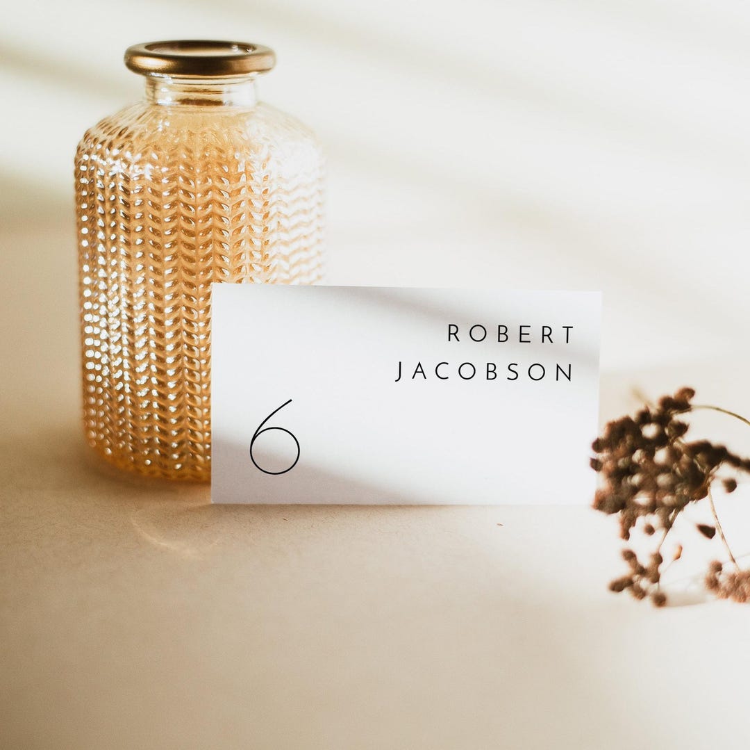 Minimalist Wedding Place Card Template, Simple Place Card Printable ...
