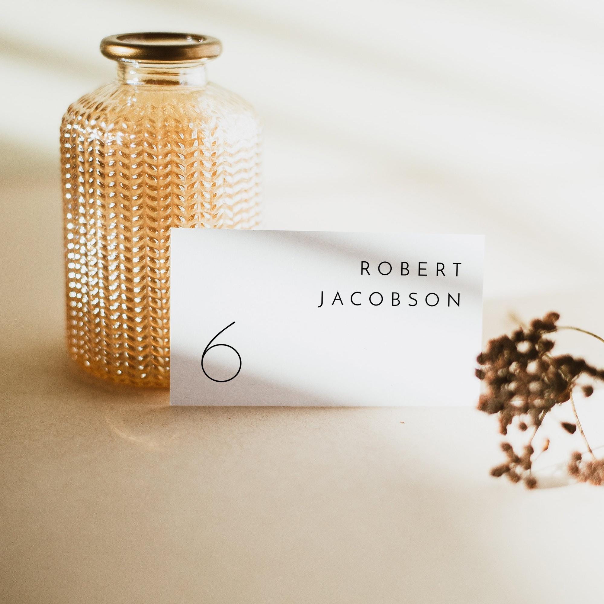 Minimalist Wedding Place Card Template, Simple Place Card Printable ...