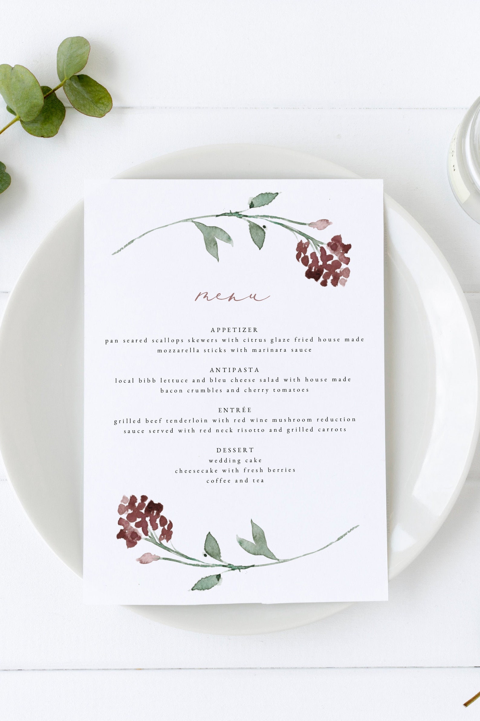 MYRA Burgundy Wedding Menu Template, Muave Wedding Menu Cards ...