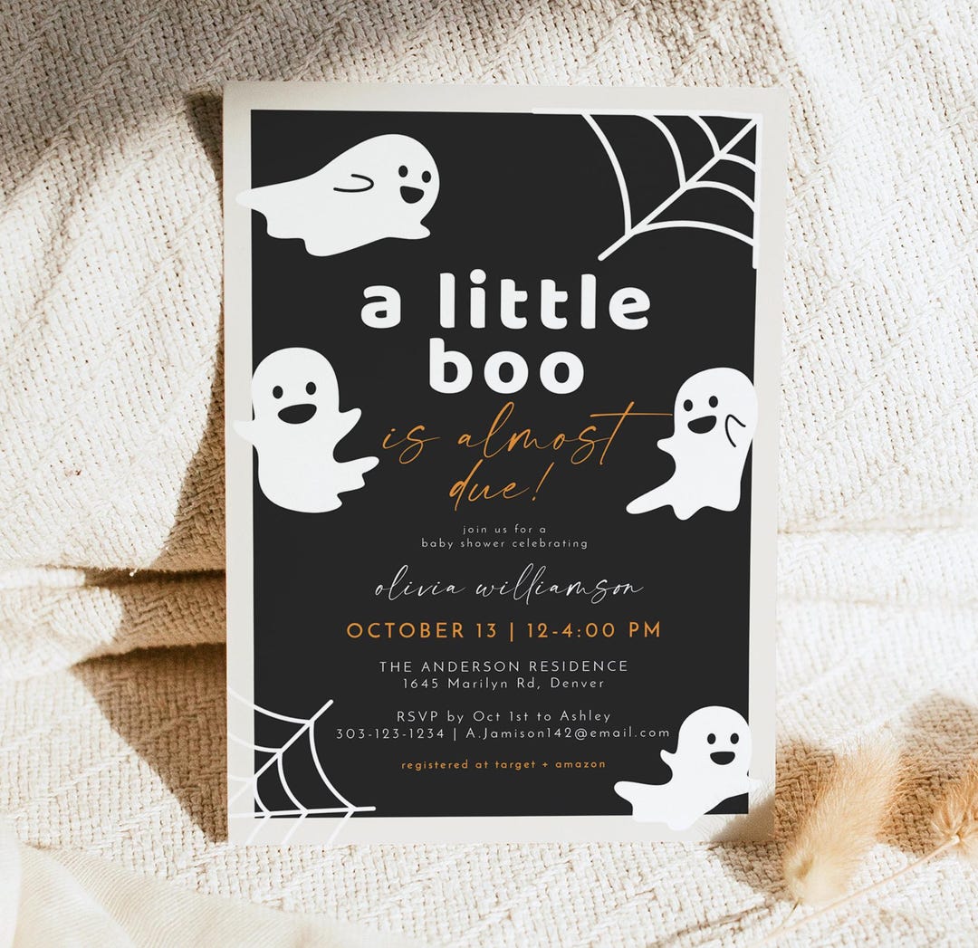 CASPER Ghost Baby Shower Invitation Template, Modern Halloween Baby ...