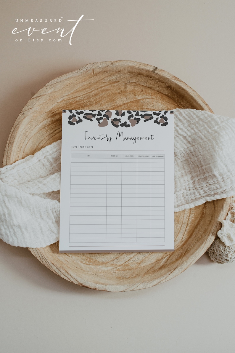 AUBREE Printable Inventory Management Form, Leopard Print Branding ...