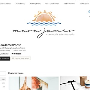 OCEANSIDE Etsy Banner Set, Watercolor Etsy Branding Templates, Tropical ...