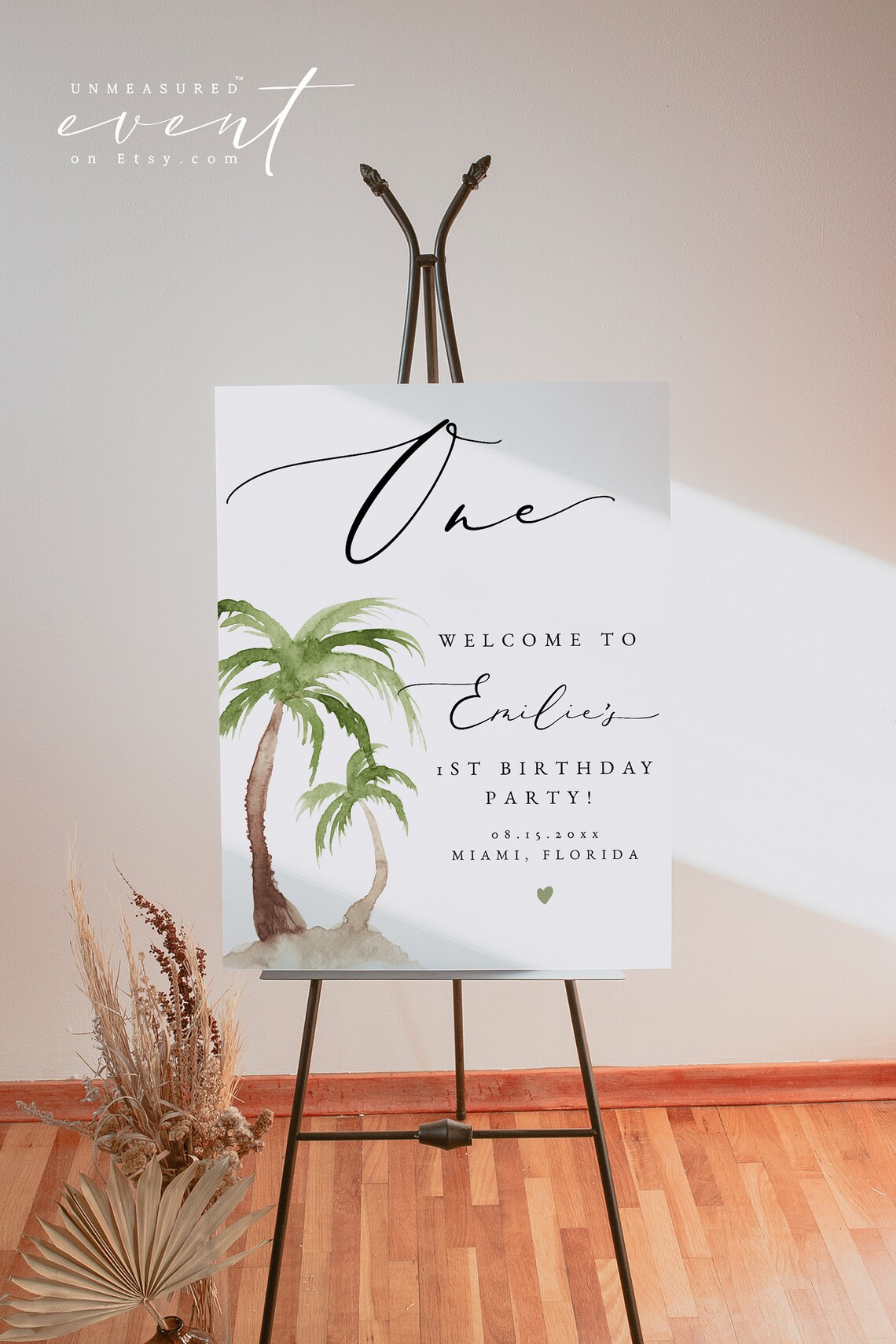 FIONA Palm 1st Birthday Welcome Sign, Palm Tree Birthday Welcome Sign ...