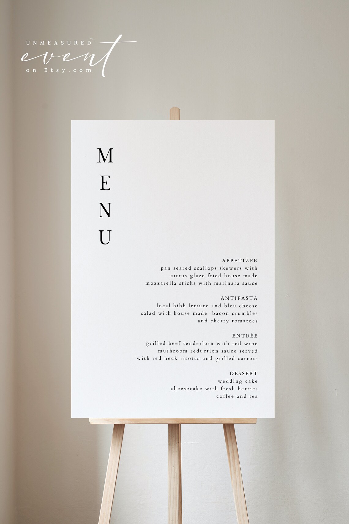 HARPER Dinner Menu Sign Template Minimalist Menu Poster Menu | Etsy