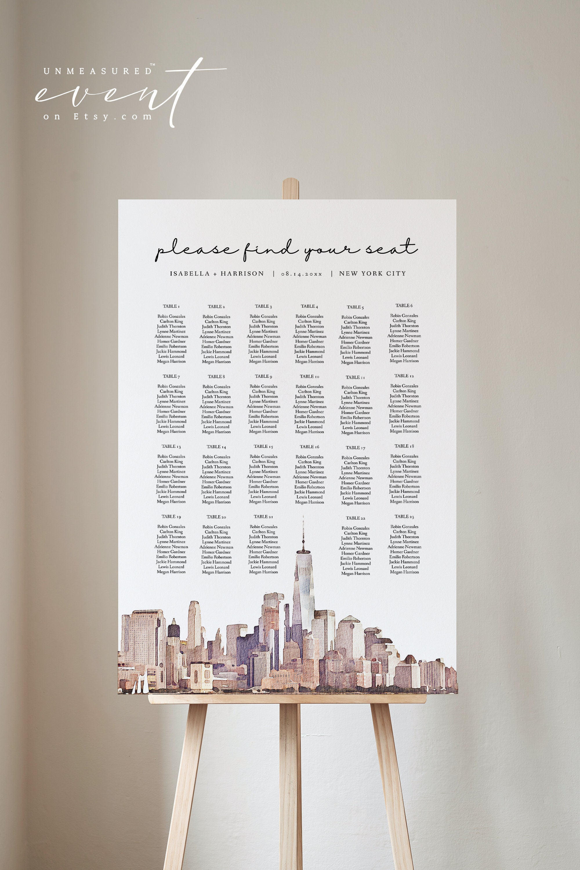 NEW YORK CITY Seating Chart Template Watercolor Nyc Skyline - Etsy