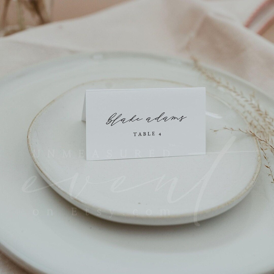 Simple Place Card Template, Minimalist Place Card, Wedding Place Cards ...
