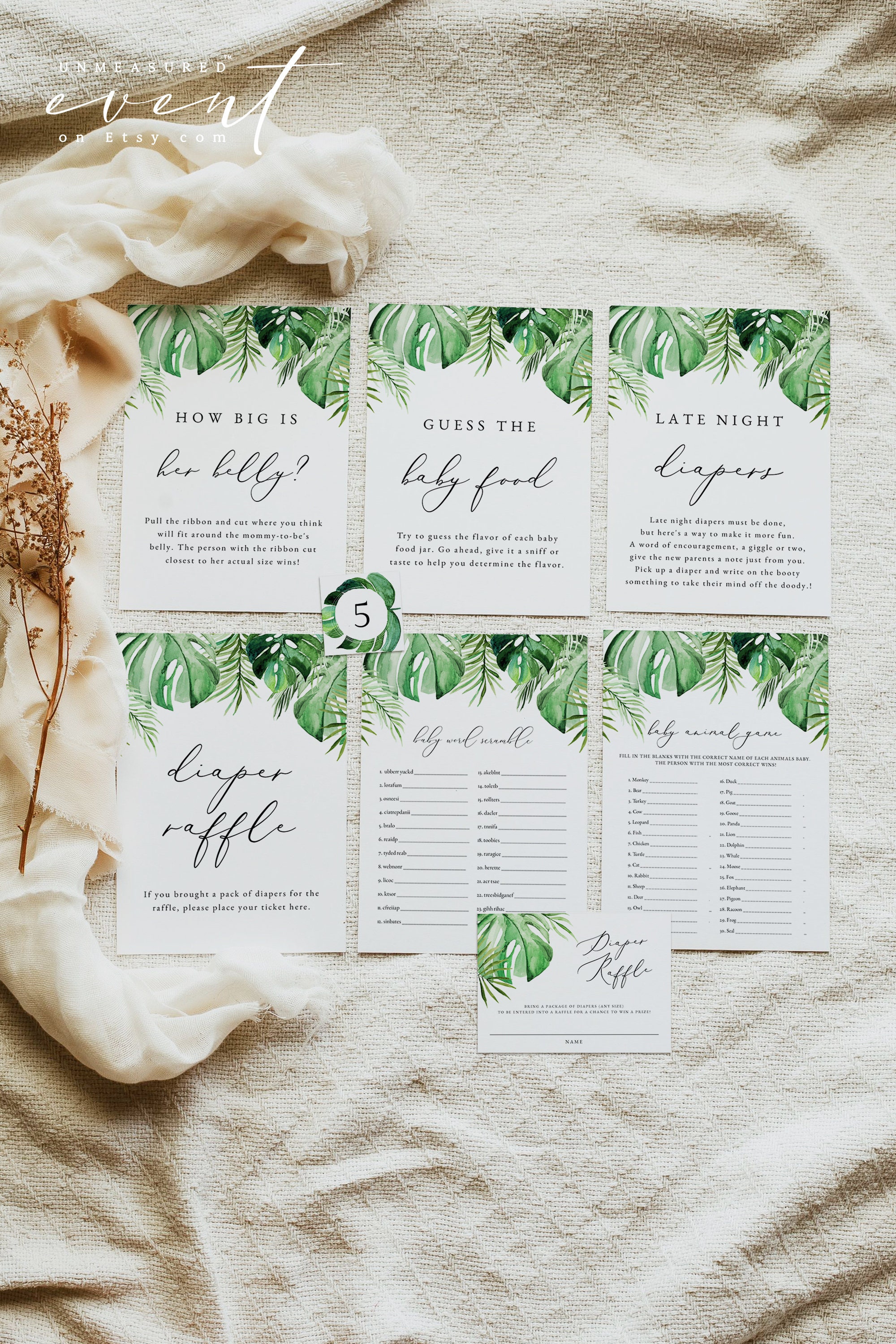 Tropical Baby Shower Game Bundle Templates, Beach Baby Shower Game Set ...