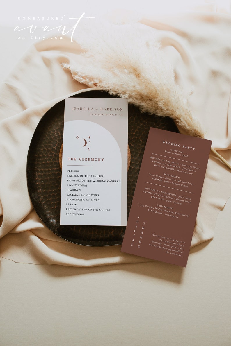CELESTE Moon and Star Wedding Program Template Celestial - Etsy