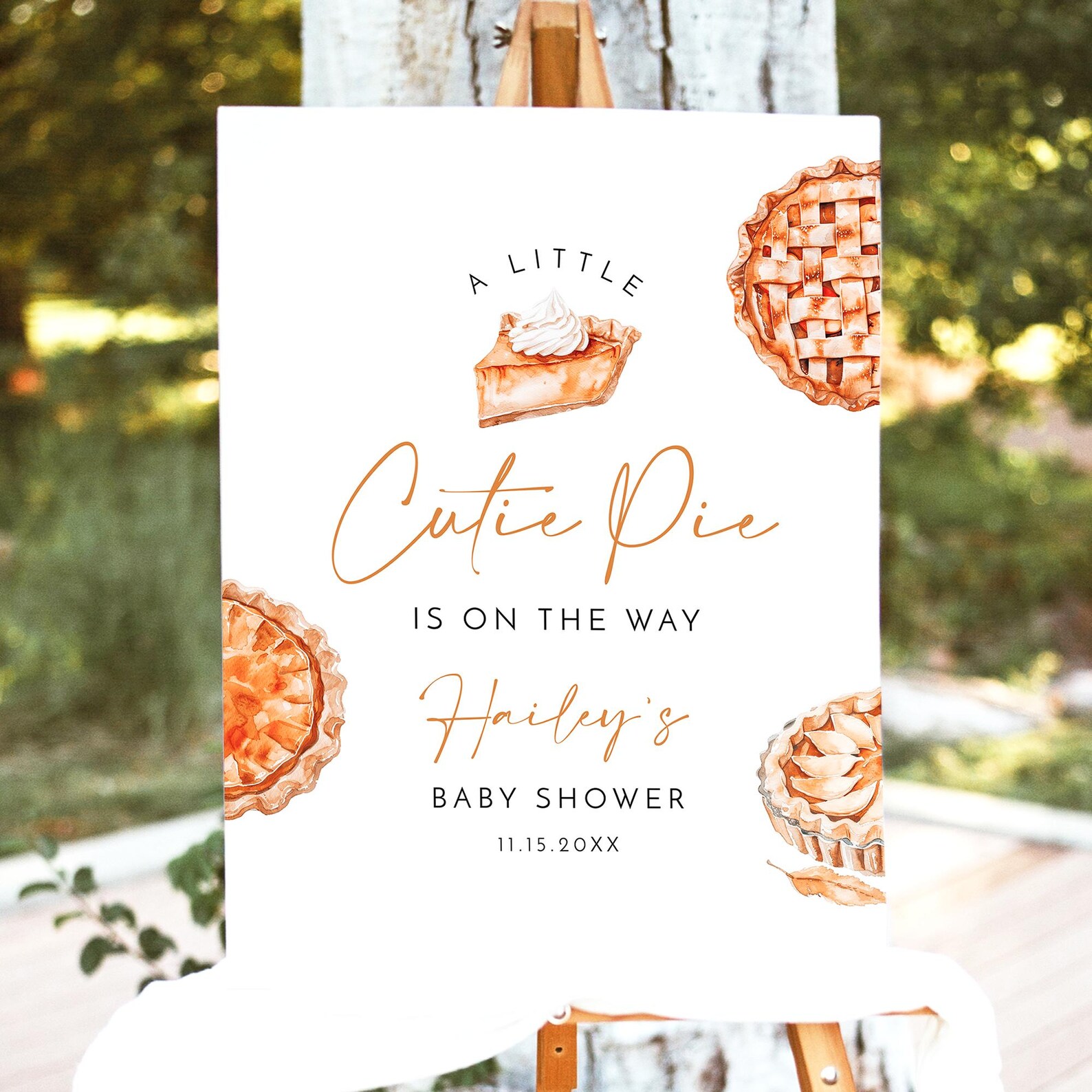 MABEL Little Cutie Pie Baby Shower Welcome Sign Template, Fall Baby ...