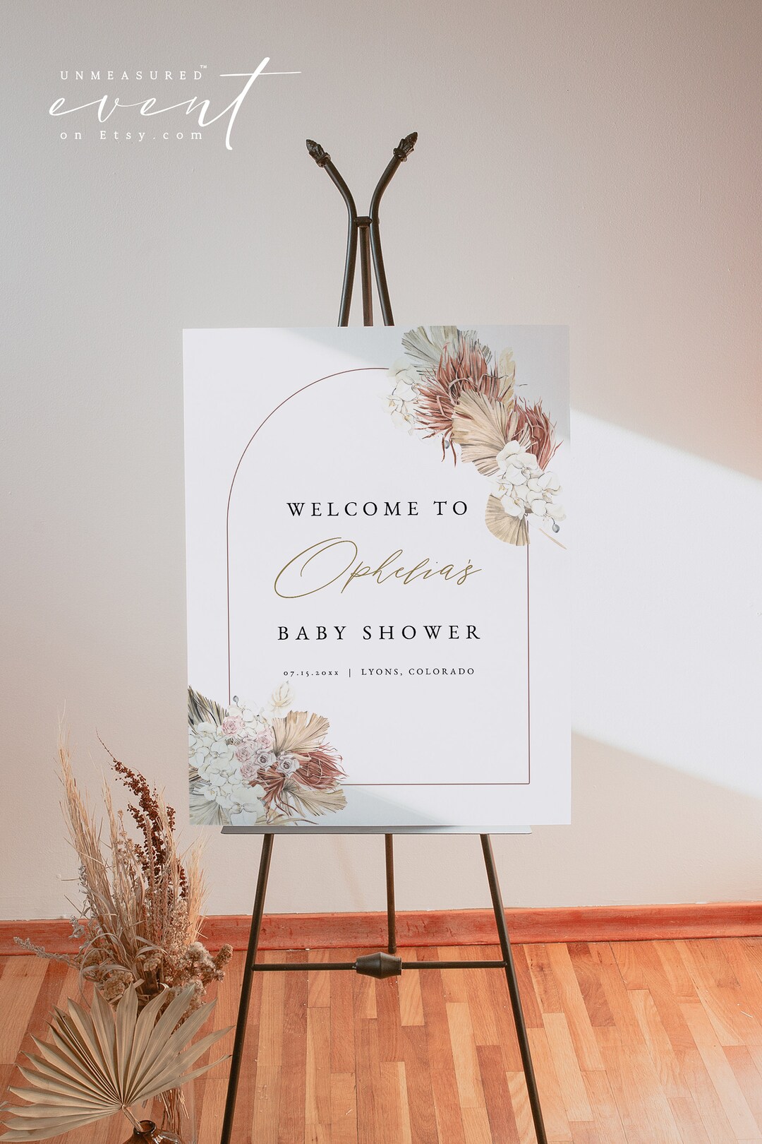 Boho Baby Shower Welcome Sign Template, Arch Baby Shower Welcome Sign ...