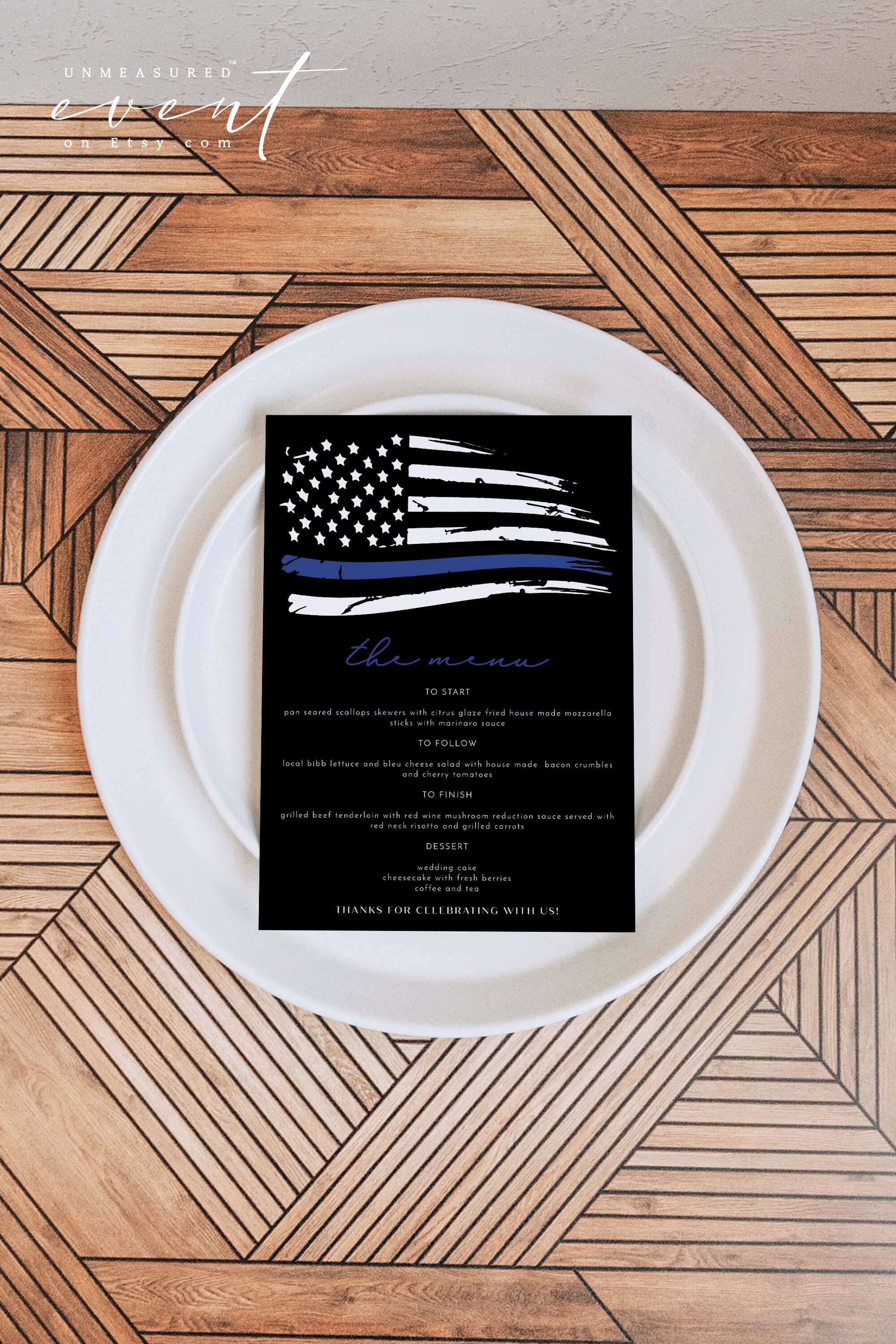 Police Thin Blue Line Menu Template, Thin Blue Line Flag Menu, Police ...