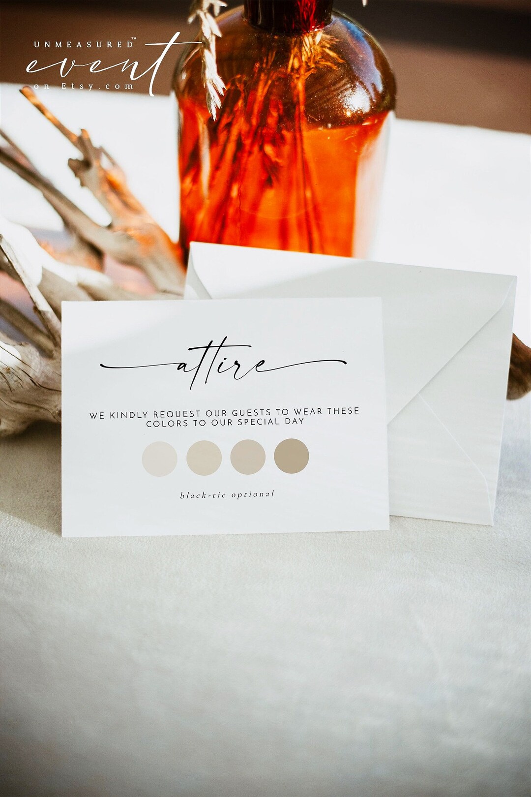 BLAIR Wedding Attire Card Template, Boho Wedding Color Palette Insert ...