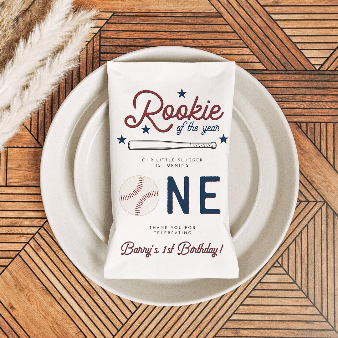 Baseball Birthday Party Chip Bag Template, Rookie of the Year Baseball ...