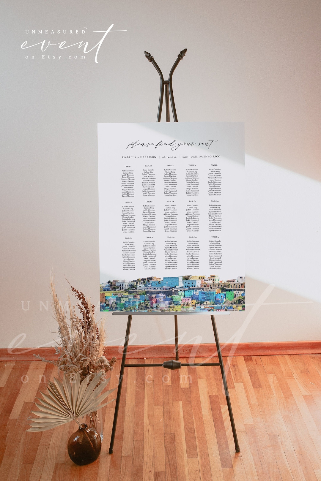PUERTO RICO Seating Chart Template, Watercolor San Juan Seating Chart ...