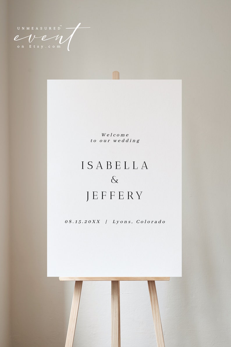 EDITH Classic Wedding Welcome Sign Template Minimalist | Etsy