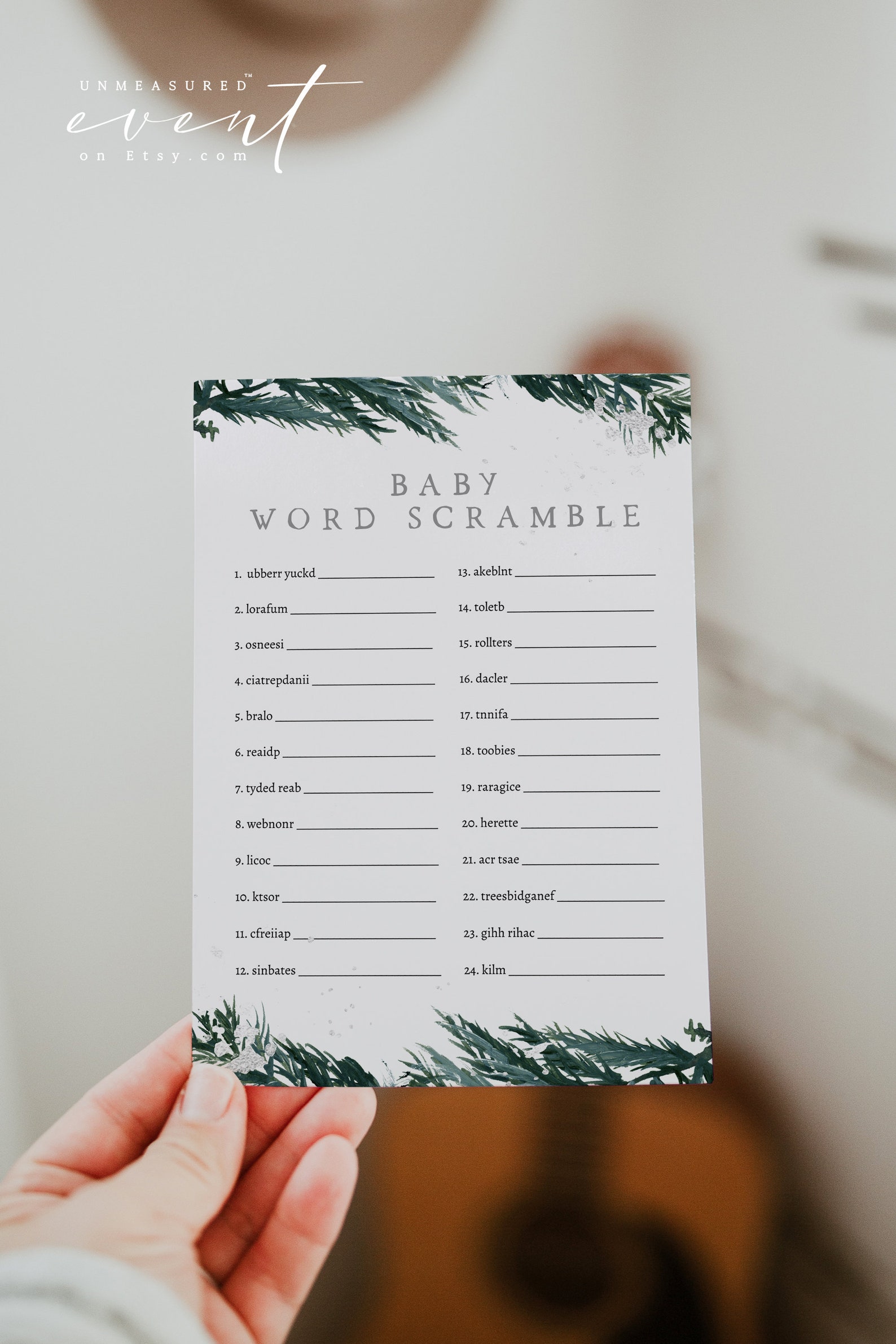 RORY Rustic Pine Word Scramble Baby Shower Game Template - Etsy