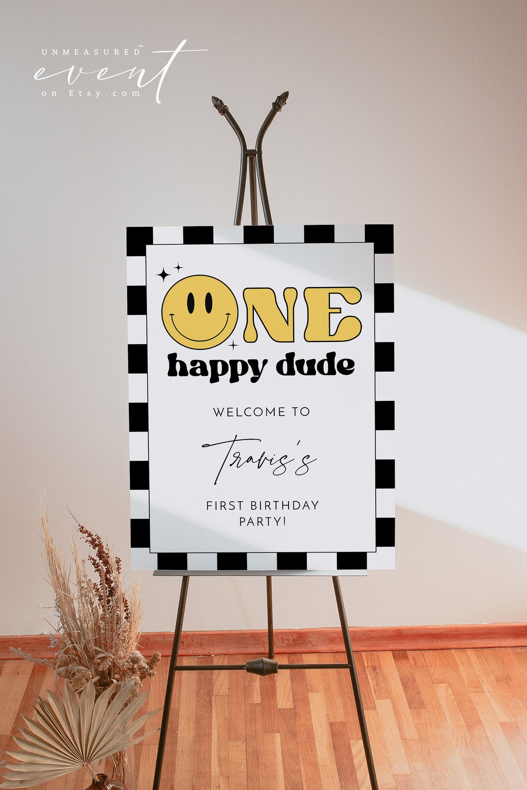 TRAVIS Birthday Welcome Sign Template One Happy Dude Birthday - Etsy