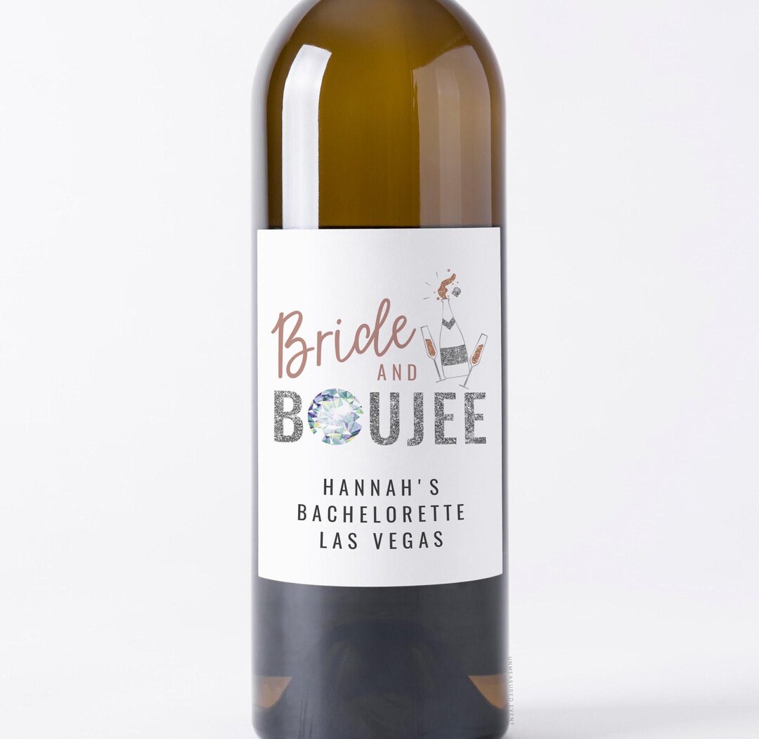 Bride and Boujee Bachelorette Wine Label Template, Bachelorette ...
