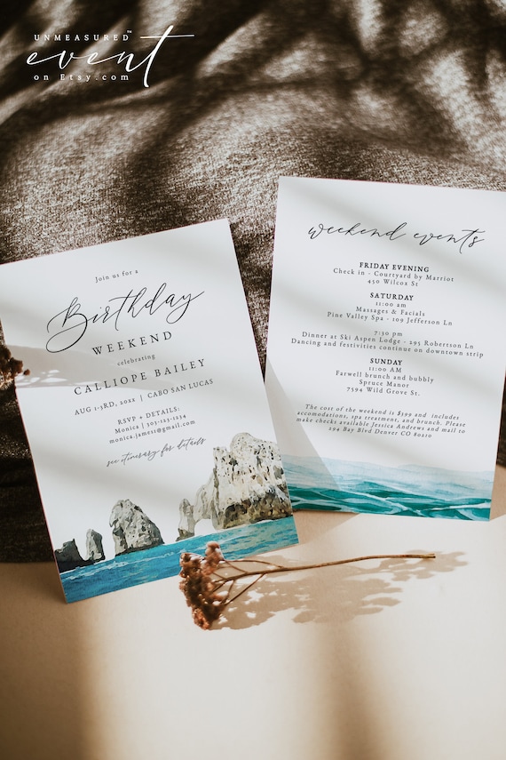 Cabo Birthday Invitation & Itinerary Template Mexico Birthday - Etsy