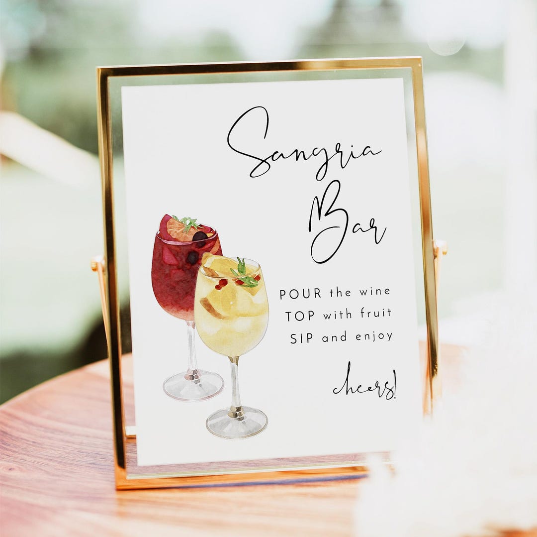 Minimalist Sangria Bar Sign Template, Modern Sangria Station Printable ...