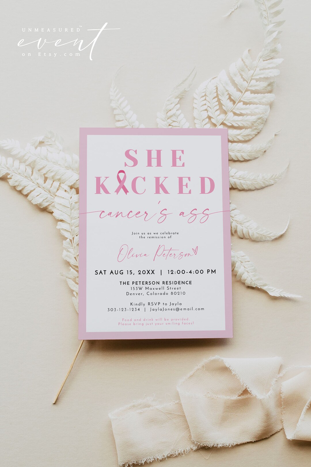 Cancer Remission Invitation Template, Breast Cancer Remission Party ...