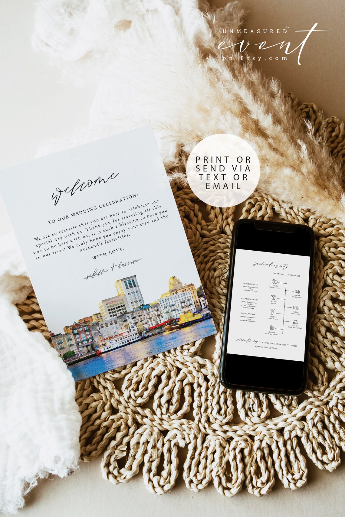 SAVANNAH Wedding Welcome Letter Template, Savannah Skyline Wedding ...