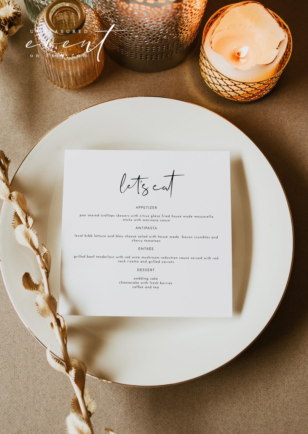 ADELLA Minimalist Square Wedding Menu Template, Modern Circle Wedding ...