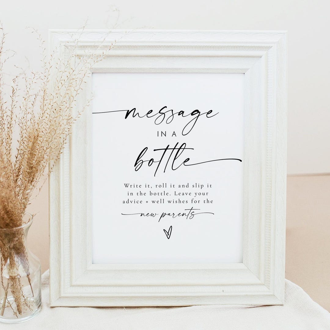 Baby Shower Message in a Bottle Sign, Baby Shower Message for Parents ...