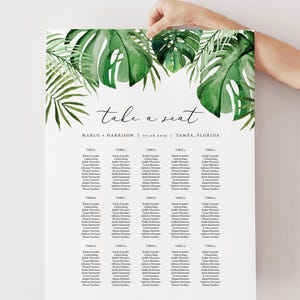 Tropical Wedding Table Seating Chart Template, Beach Wedding Seating ...