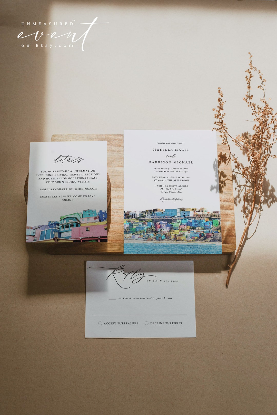 PUERTO RICO Wedding Invitation Template Suite, San Juan Skyline Wedding ...