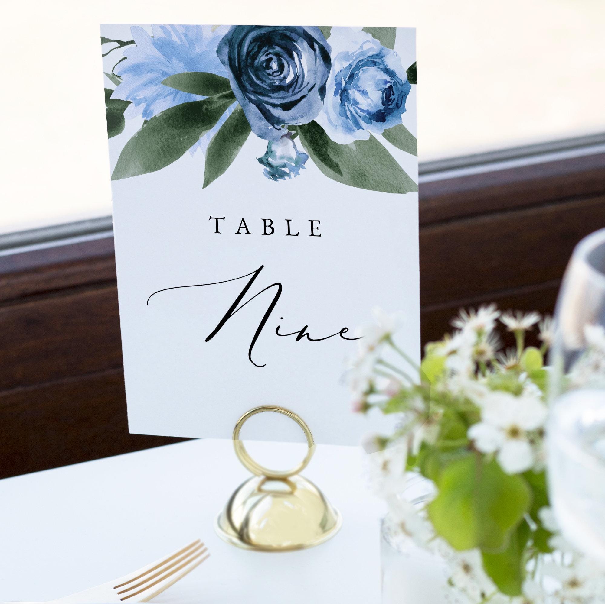 Table Number Template, Dusty Blue Table Numbers Printable, Slate Blue ...