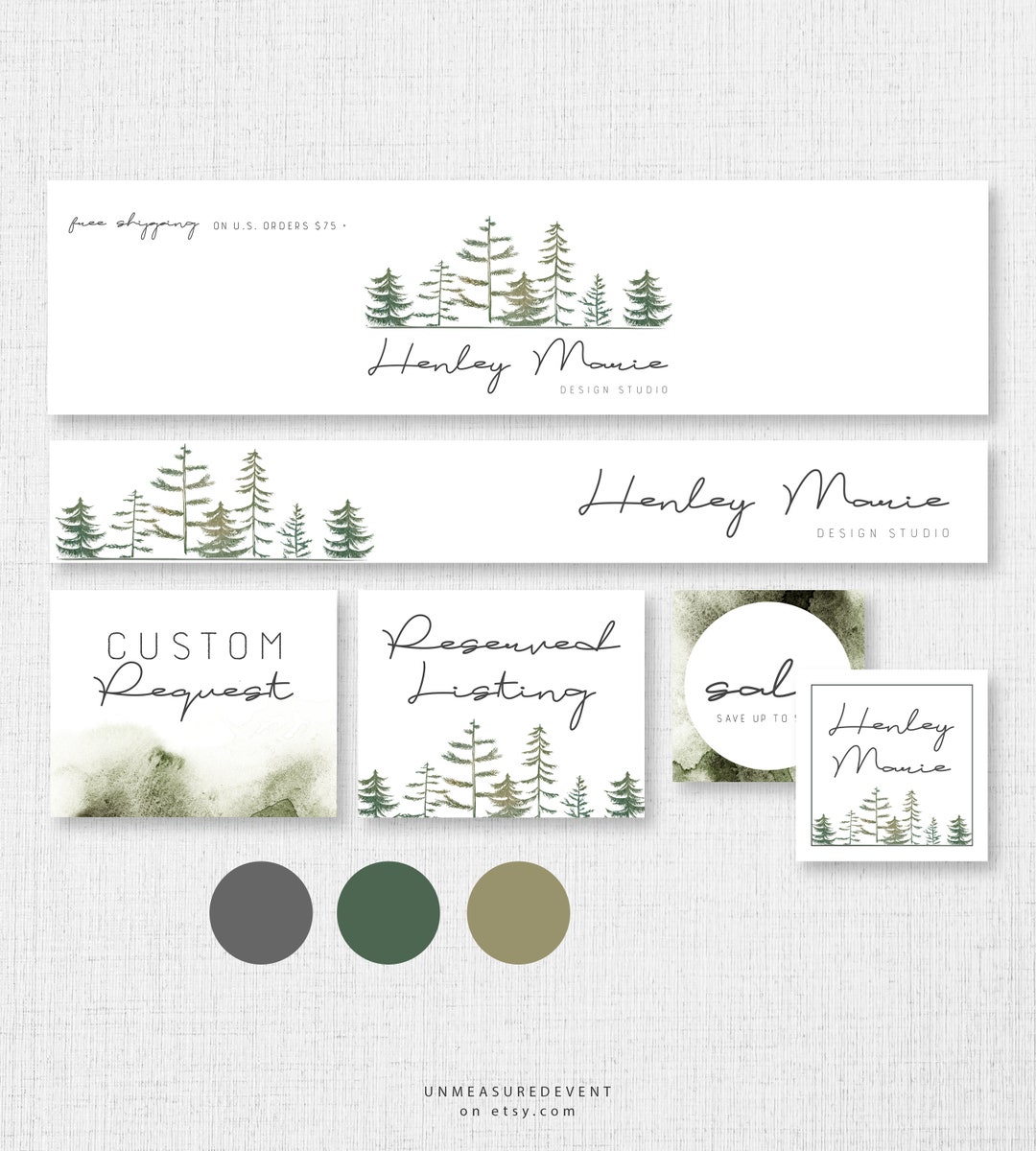 TIMBER Pine Etsy Banner Set, Etsy Branding Templates, Etsy Shop Banner ...