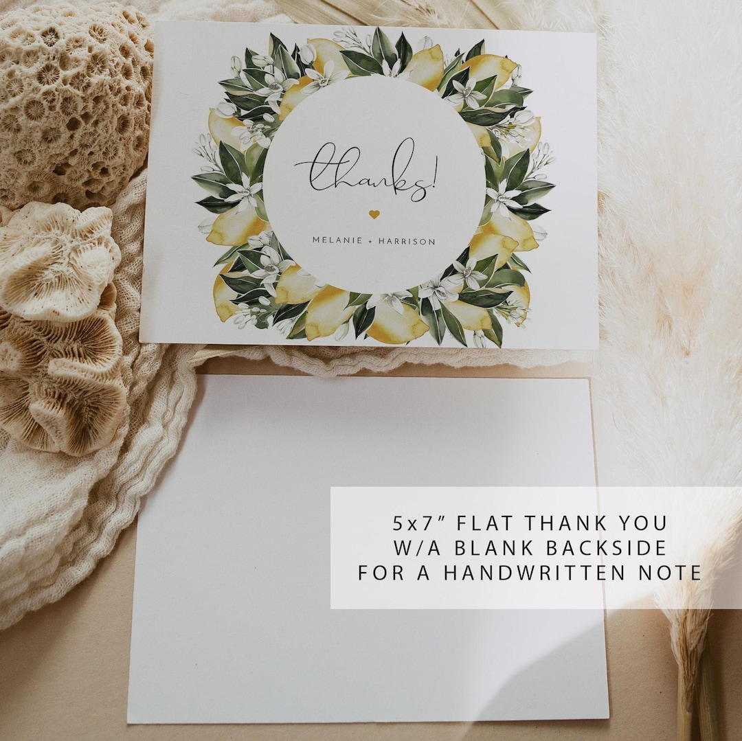 Lemon Thank You Card Template, Citrus Thank You Card Printable, Summer ...