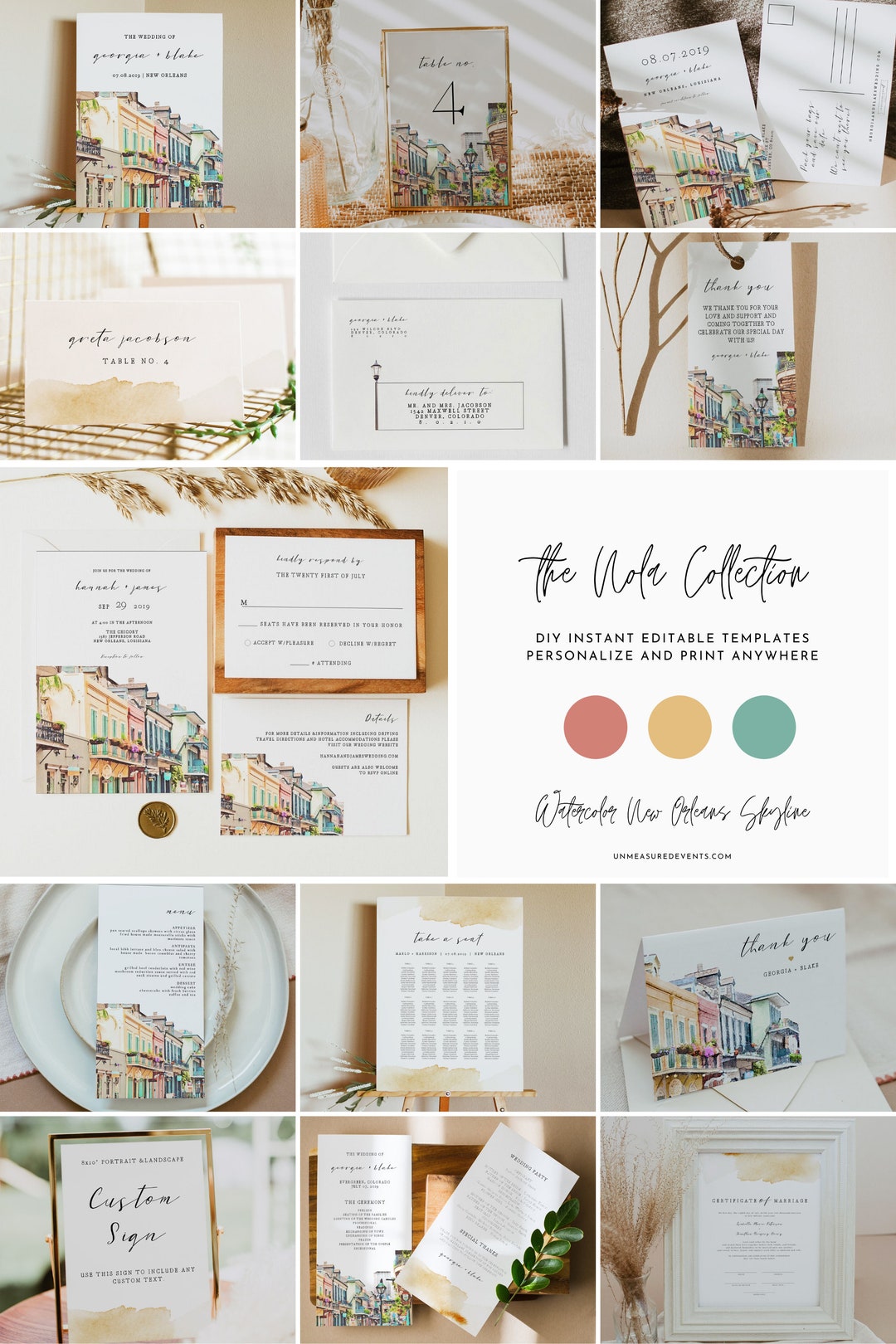 NOLA New Orleans Wedding Invitation Template Bundle, Mardi Gras Wedding ...