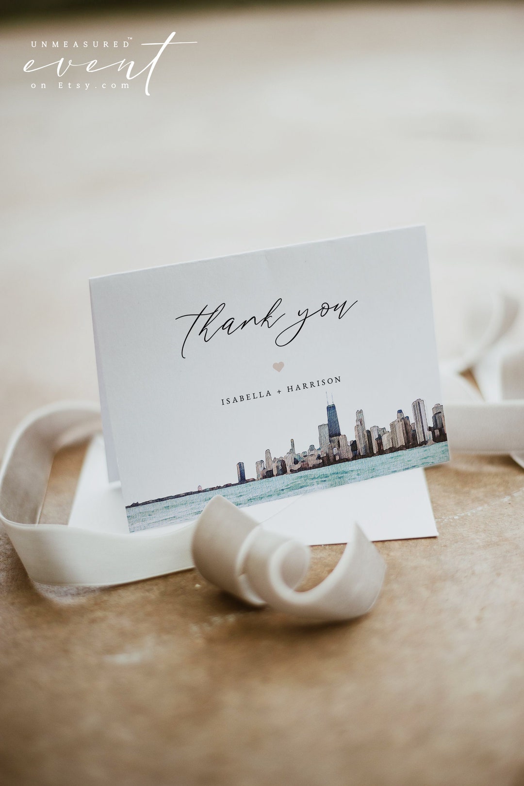 CHICAGO Thank You Card Template, Watercolor Chicago Thank You Card ...