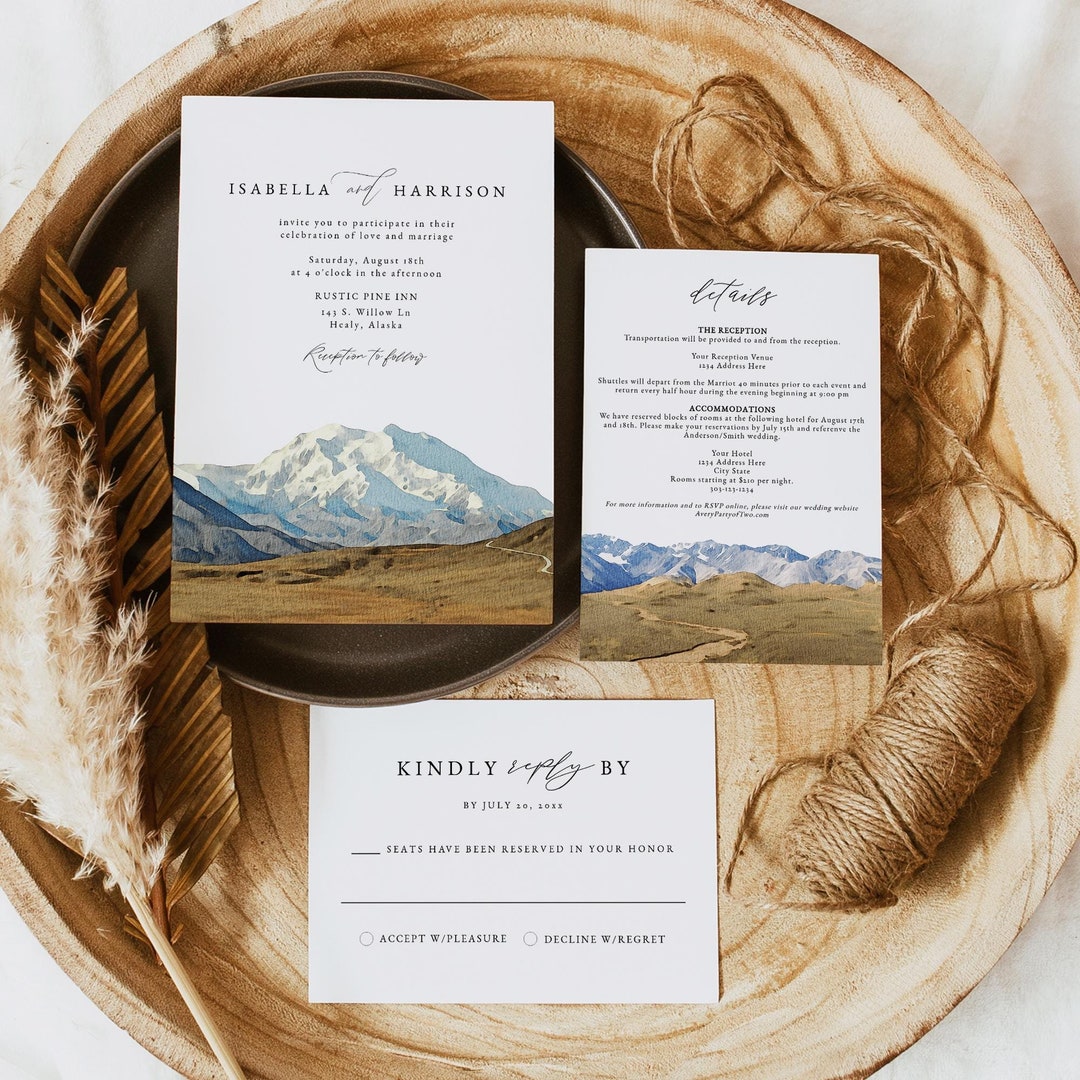 DENALI National Park Wedding Invitation Template, Alaska Wedding ...