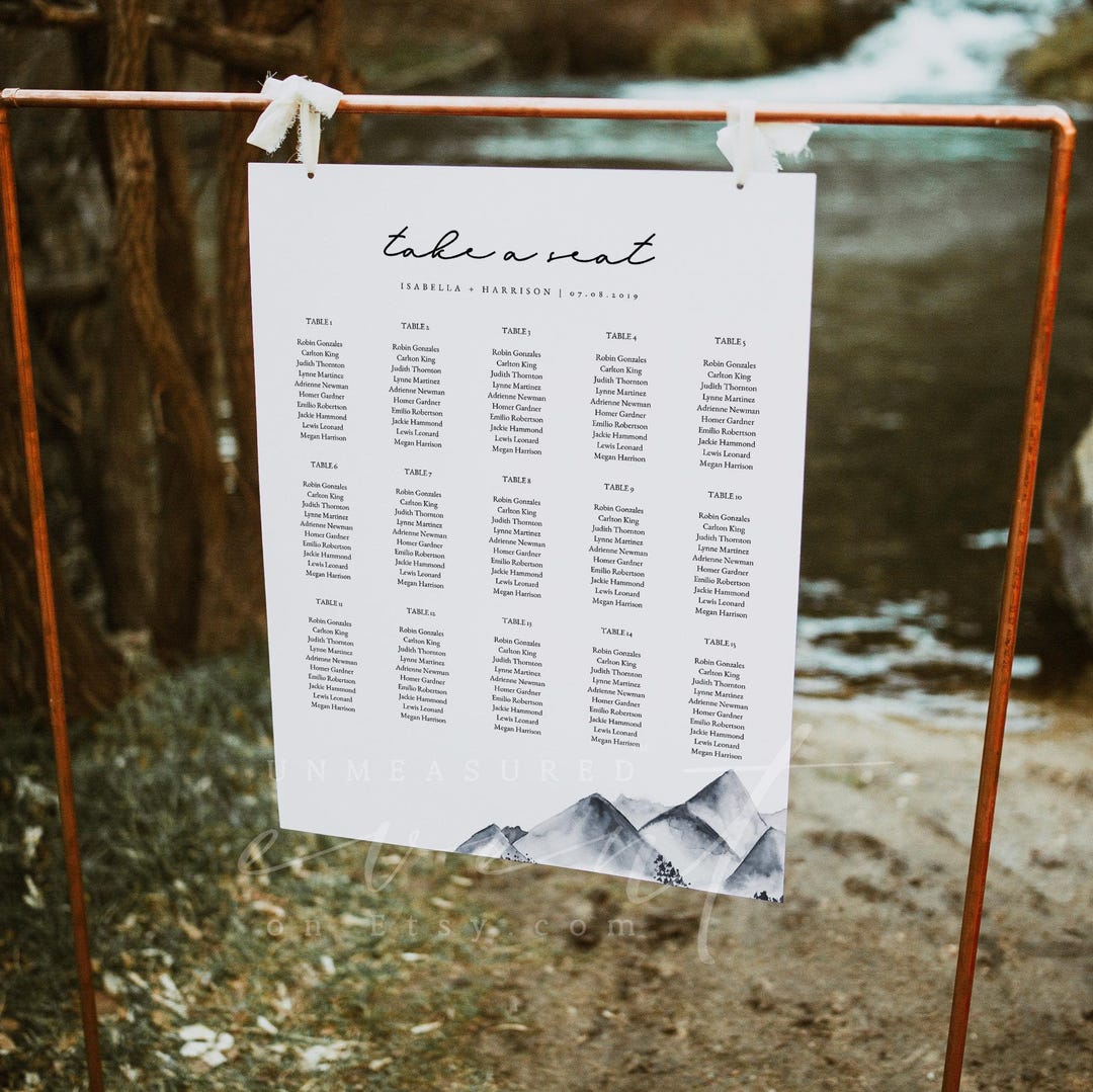 DENALI Mountain Seating Chart Template, Wedding Seating Chart, Table ...