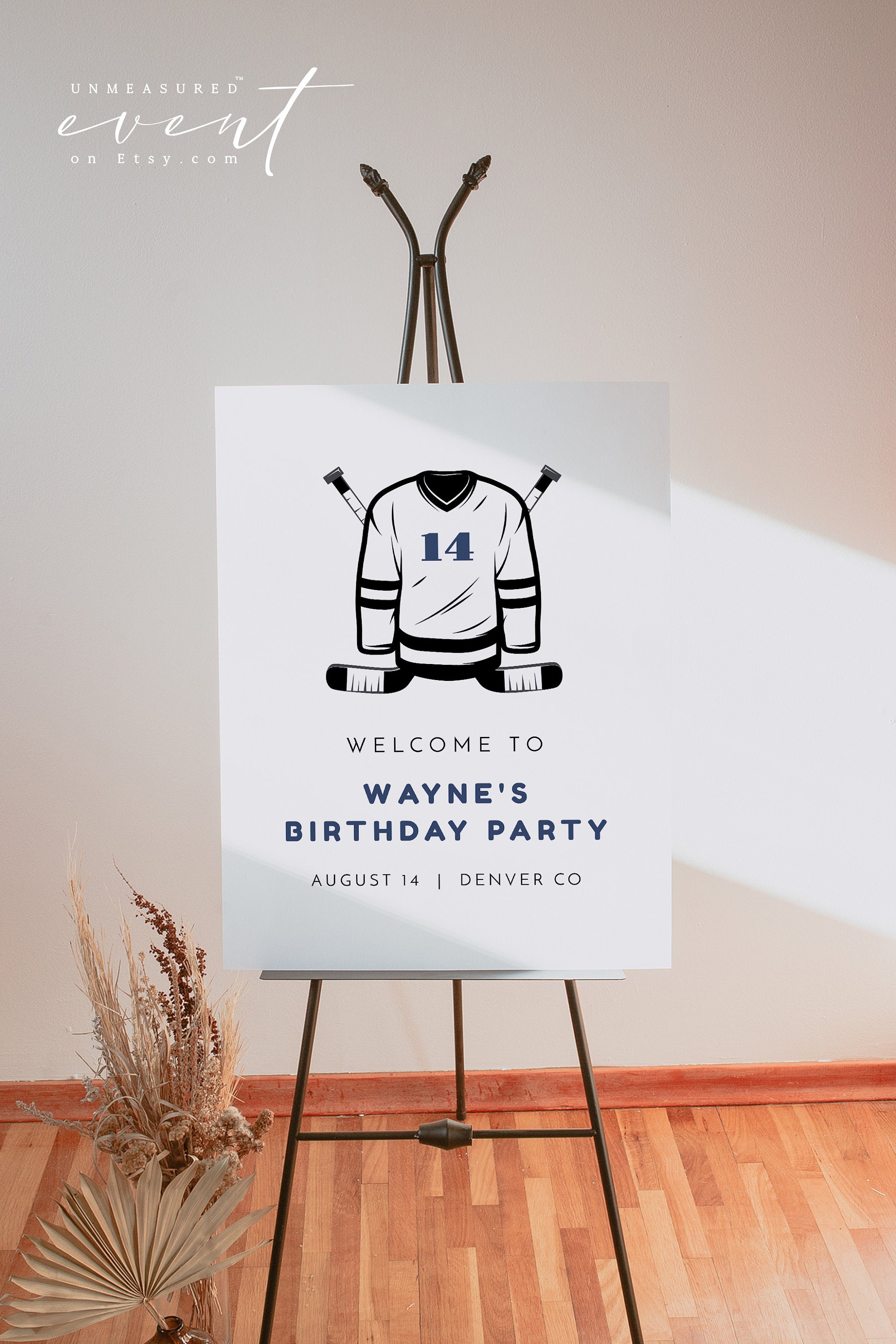WAYNE Birthday Welcome Sign Template Hockey Birthday Party Welcome Sign ...