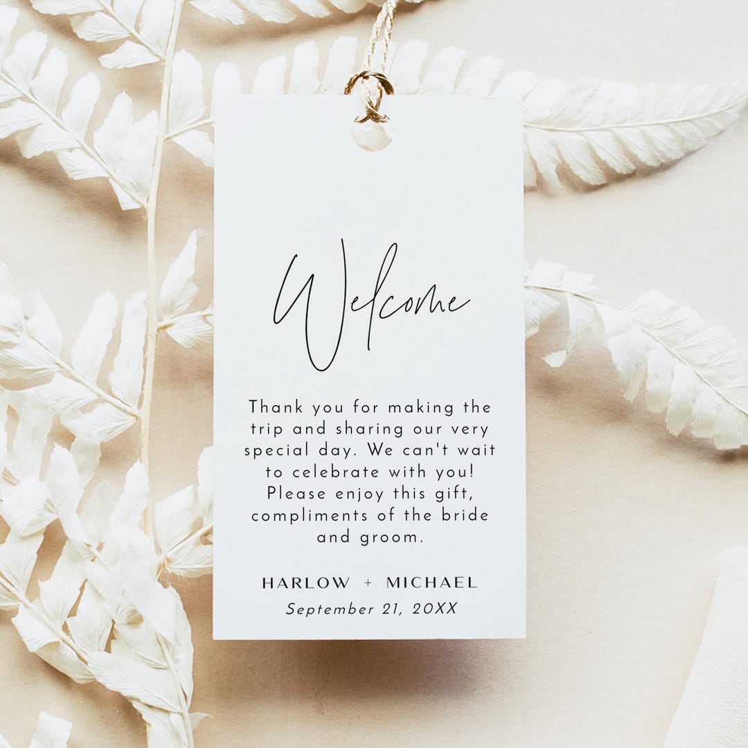 Welcome Tag Template, Wedding Welcome Bag Tag Printable, Wedding Favor ...