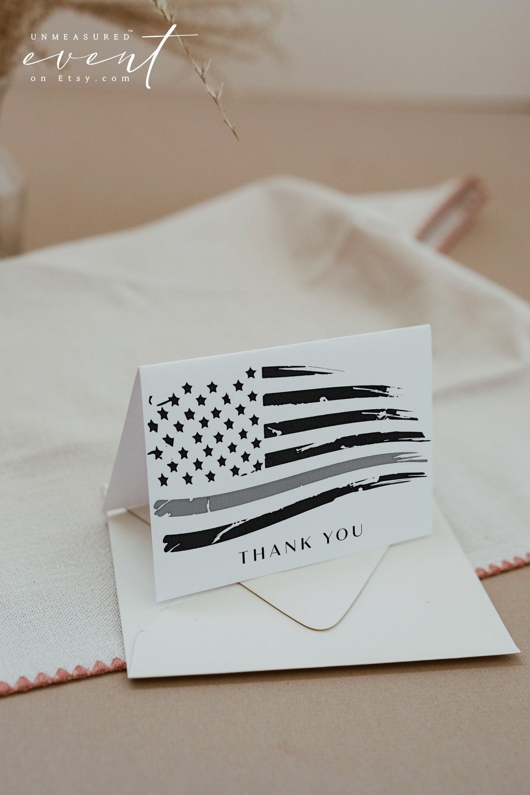 THIN GRAY LINE Flat Thank You Card Template, Watercolor Thin Grey Line ...