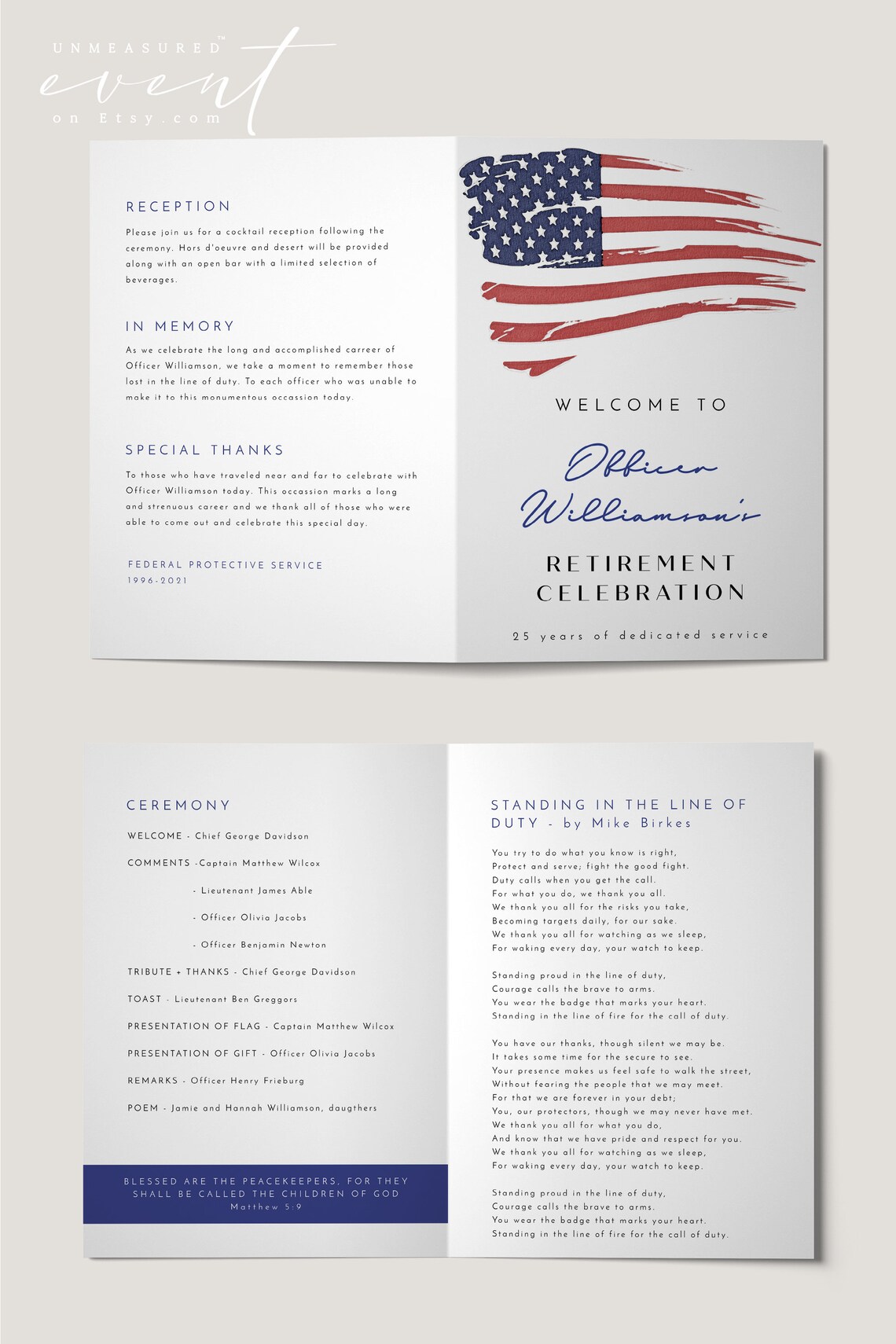 AMERICAN FLAG Retirement Program Template, Folded Retirement Program ...
