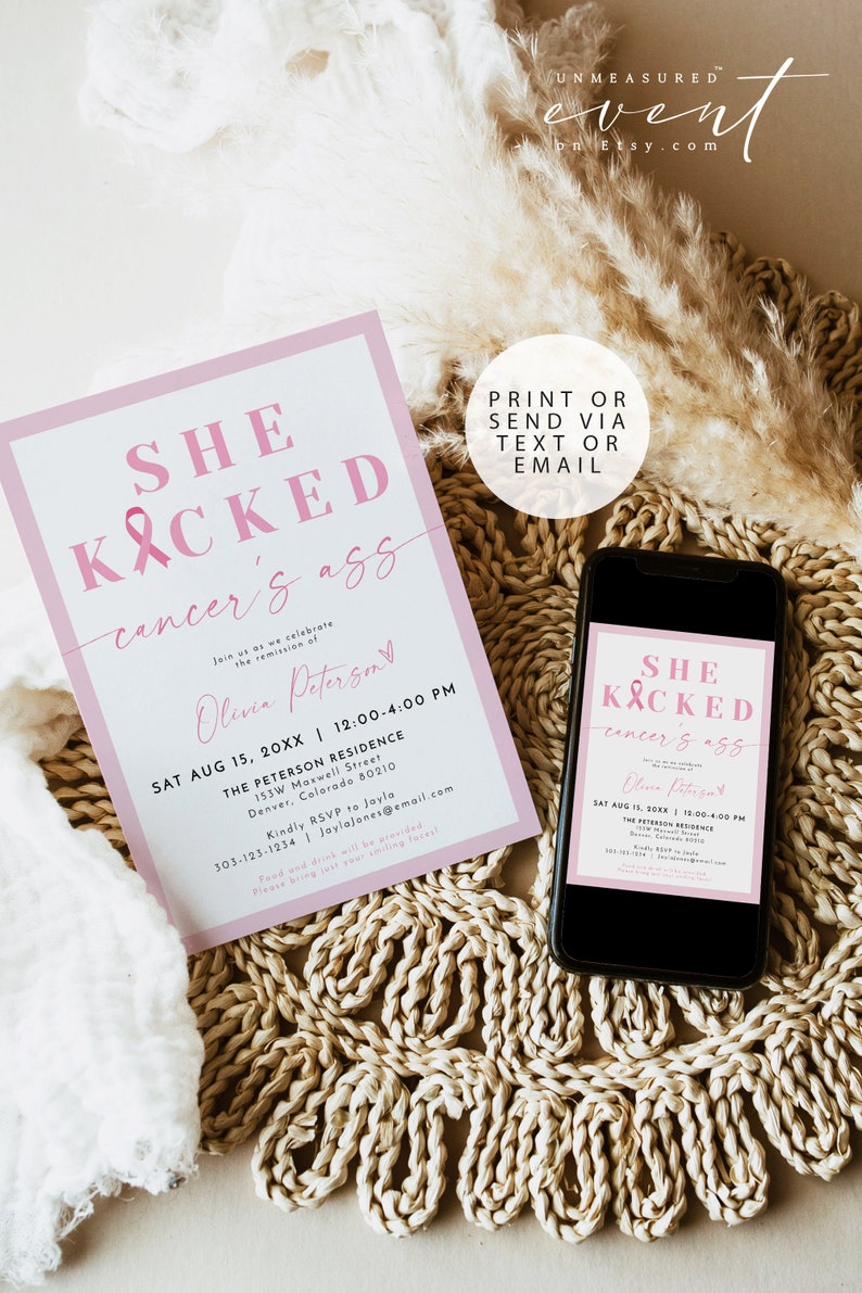 Cancer Remission Invitation Template Breast Cancer Remission - Etsy