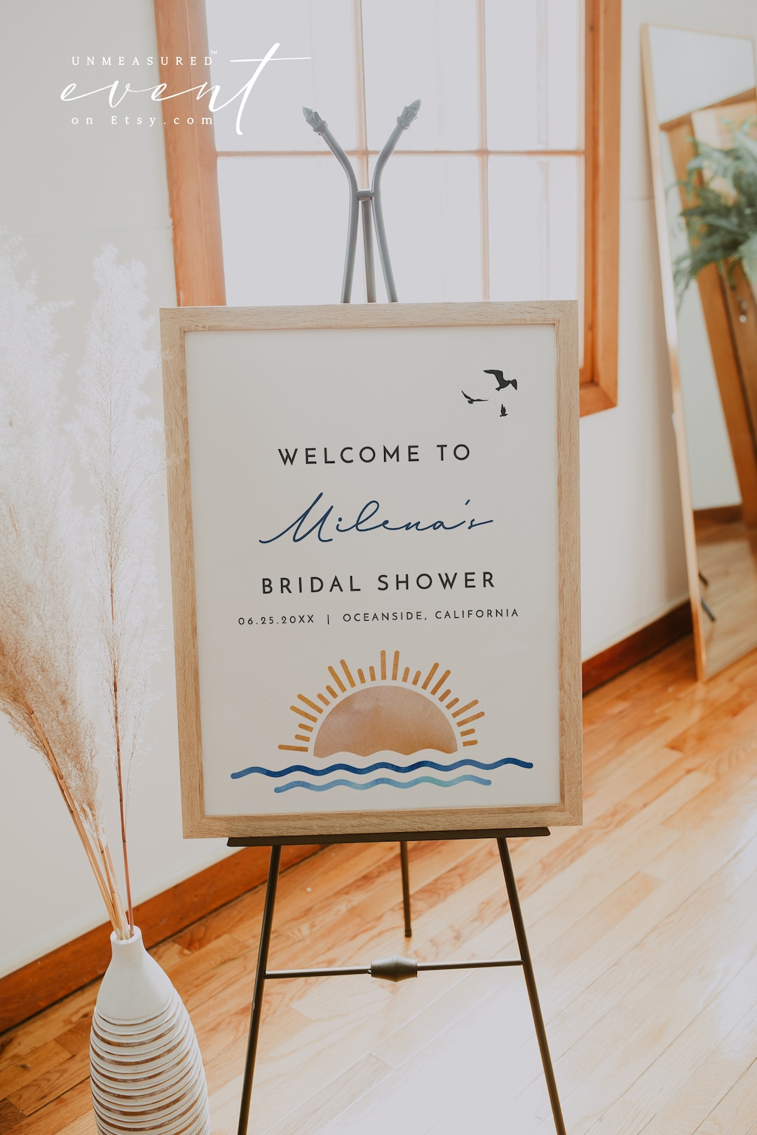 OCEANSIDE Surf Bridal Shower Welcome Sign Template Tropical Beach ...