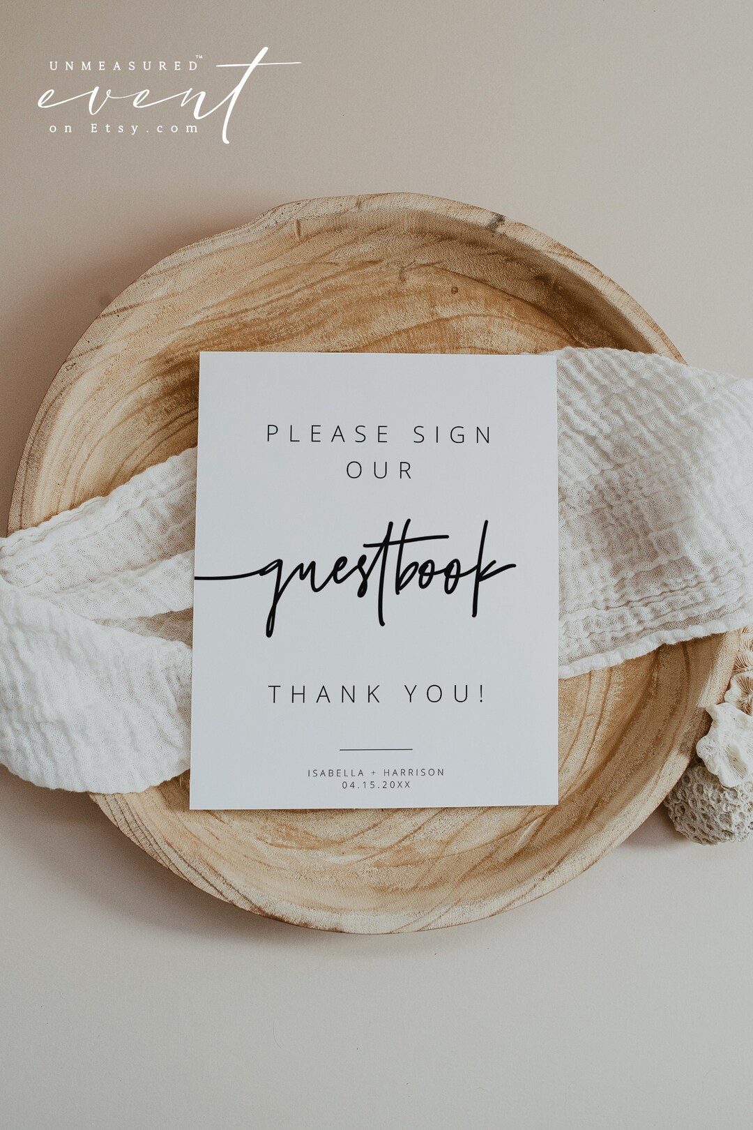 MARLO Minimalist Guest Book Wedding Sign Template, Printable Guestbook ...