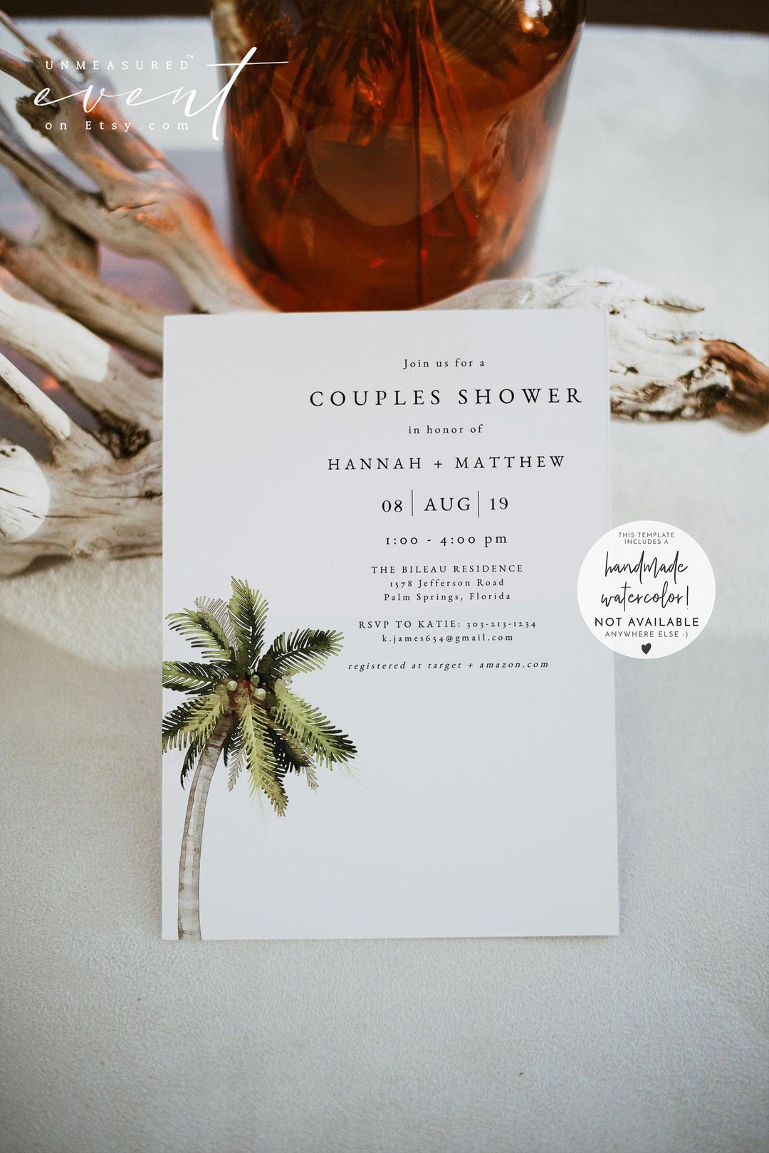MONA Couples Shower Invitation Printable, Tropical Couples Shower ...